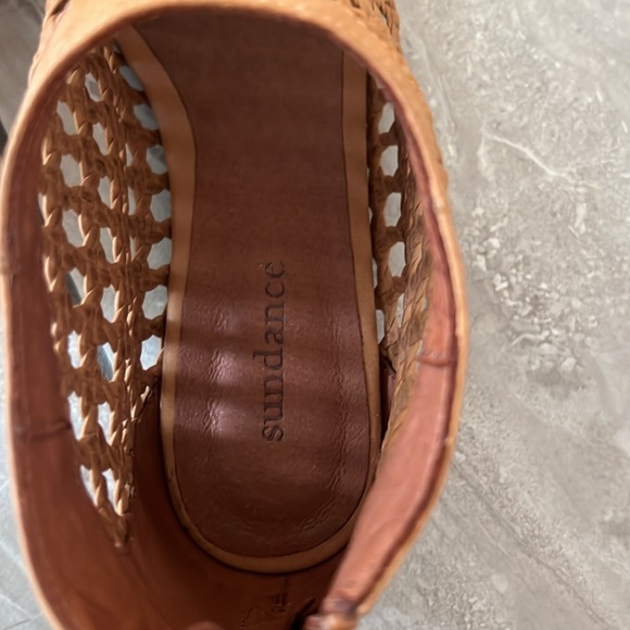 Sundance | Shoes | Sundance Leather Sandals Zip Back Closure Peep Toe ...